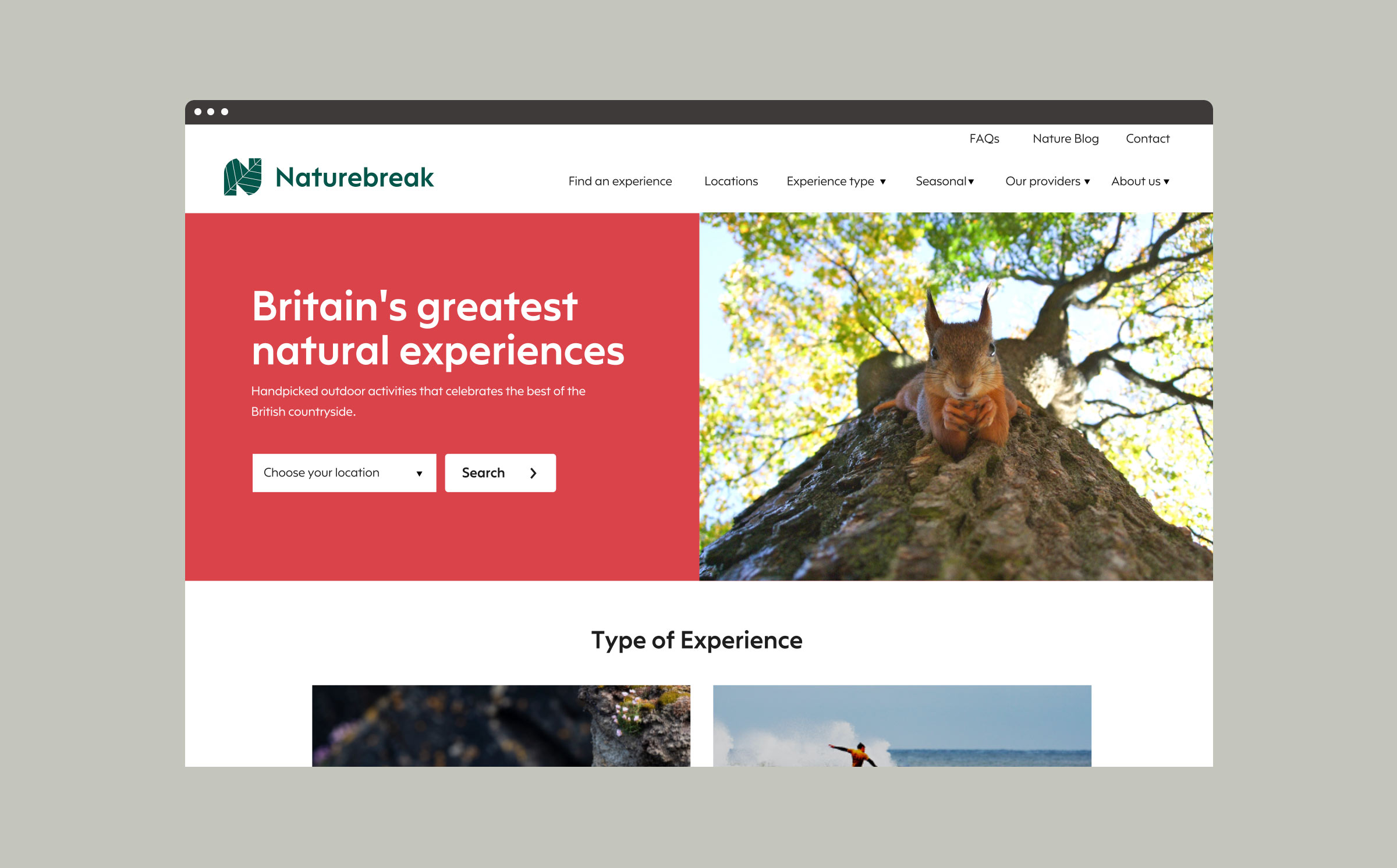 Brand identity and website design for Naturebreak | 3sixty